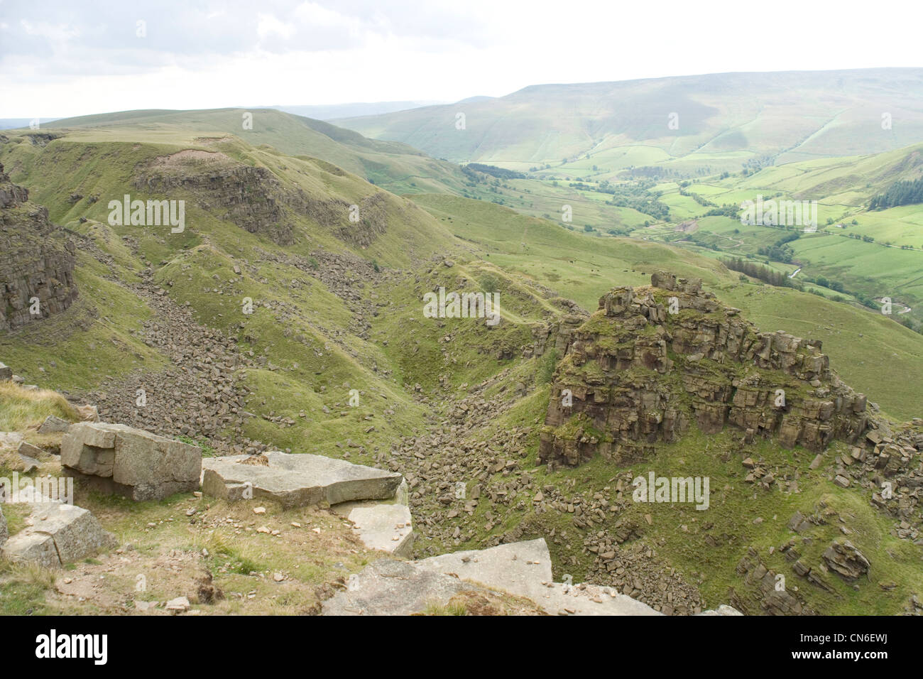 Alport Castles and Alport Valley in Derbyshire in the Peak District ...