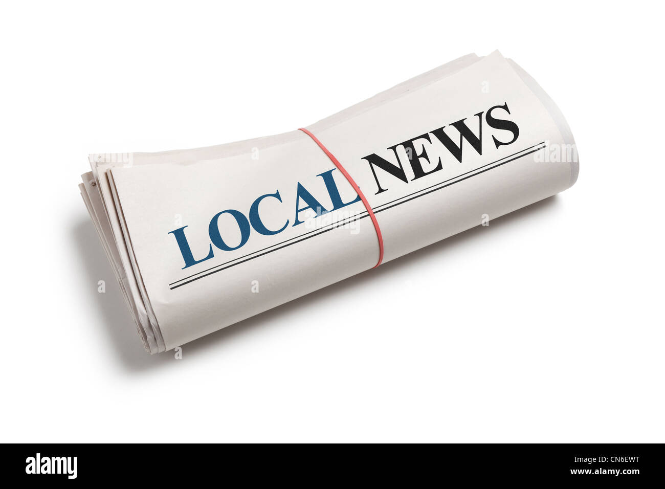 Local News, Newspaper roll with white background Stock Photo - Alamy