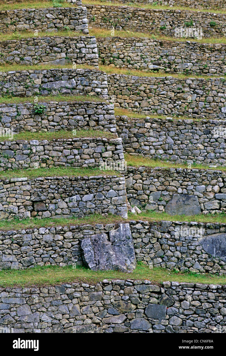 Dry-stone walls of Machu Picchu ruins of Inca citadel in Peru, South ...