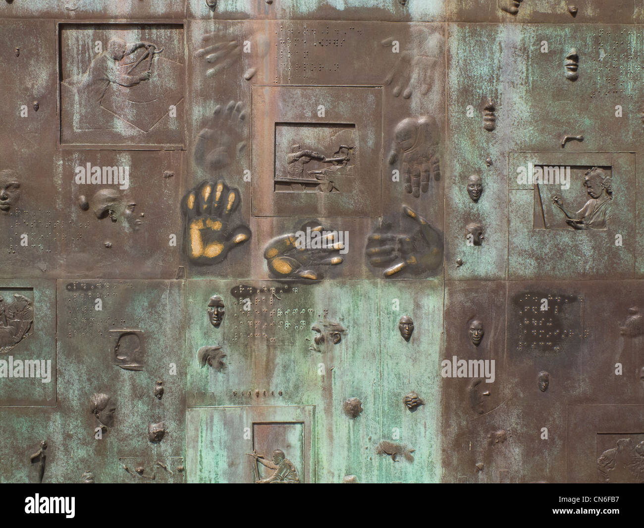 Bronze bas-reliefs at the Franklin Delano Roosevelt memorial Washington ...