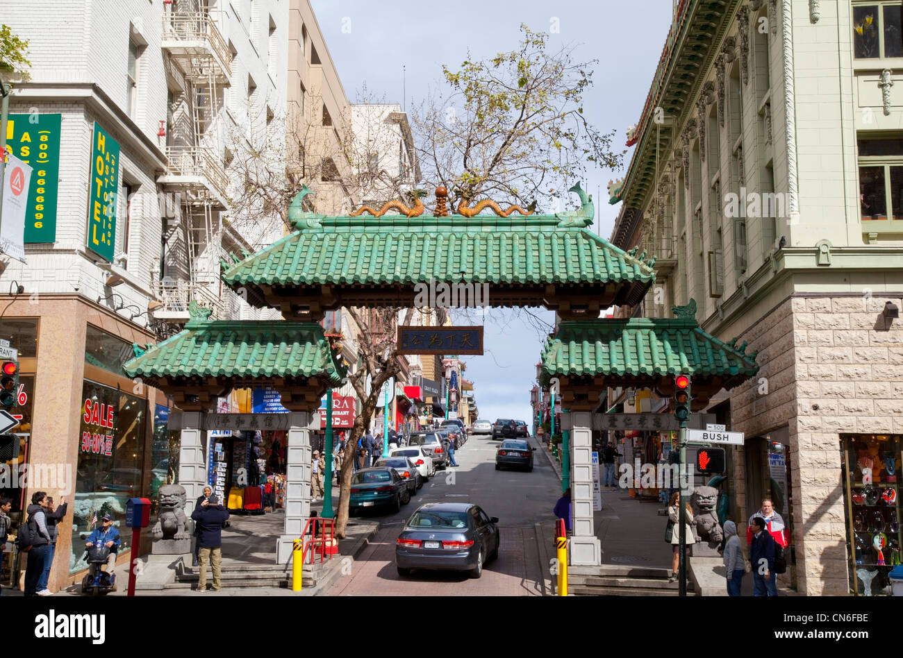Entrance to Chinatown, Bush Street, San Francisco Stock Photo - Alamy