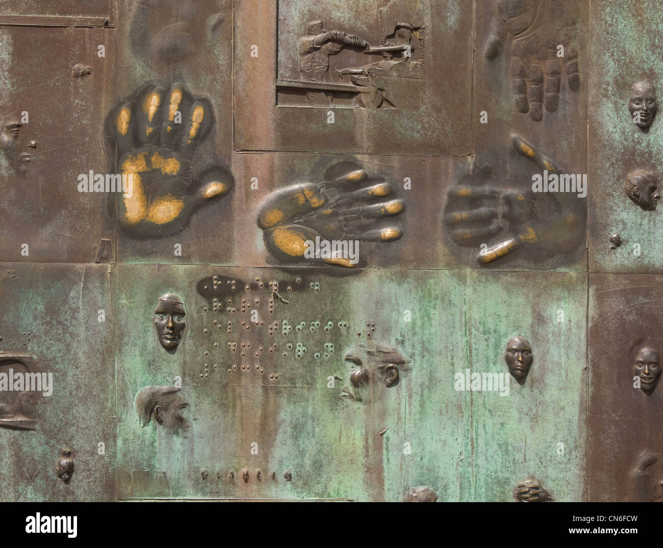 Bronze bas-reliefs at the Franklin Delano Roosevelt memorial Washington ...
