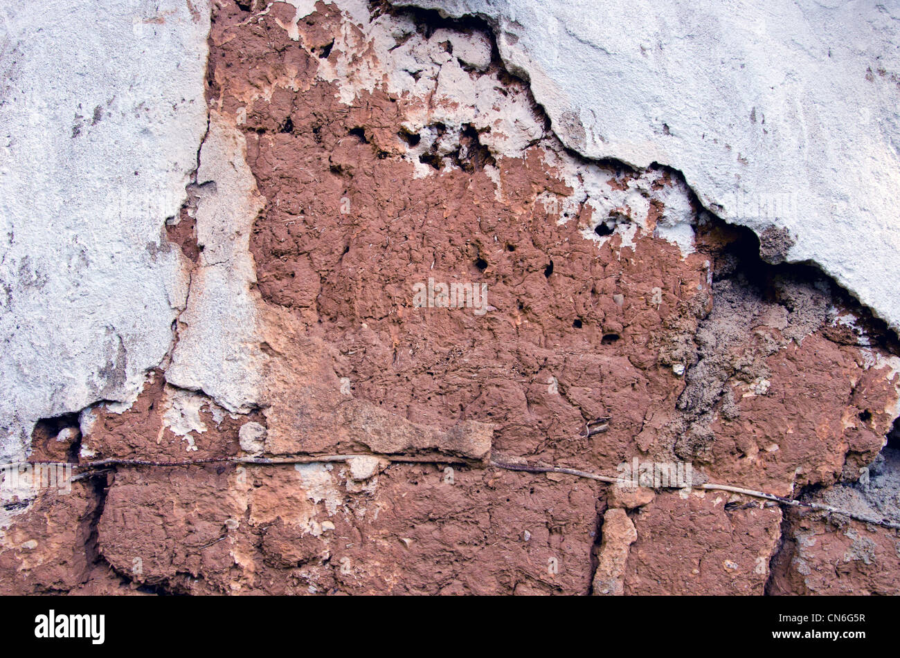 Ancient grunge clay wall background closeup. Vintage architecture ...
