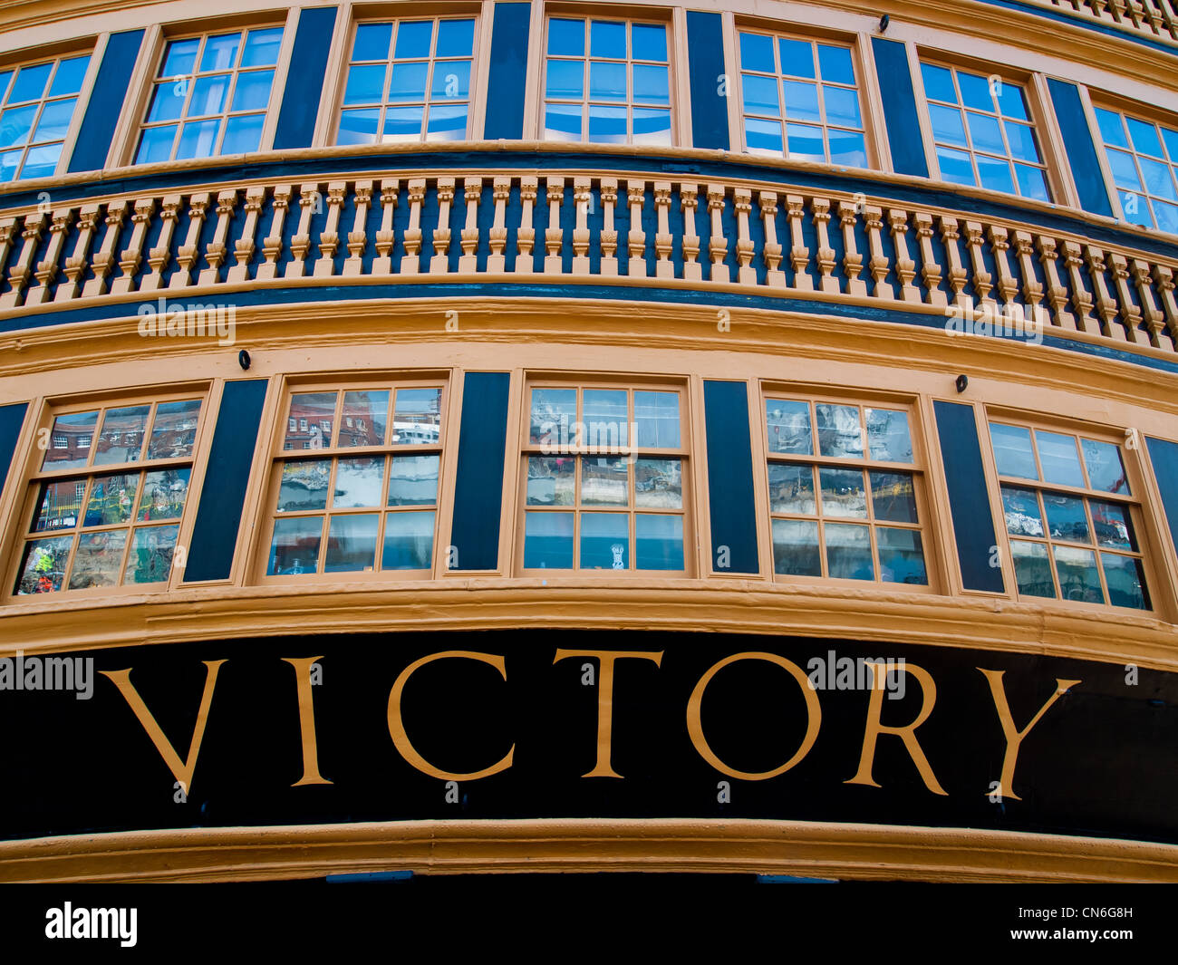The stern of HMS Victory, Nelson flagship at the battle of Trafalgar ...