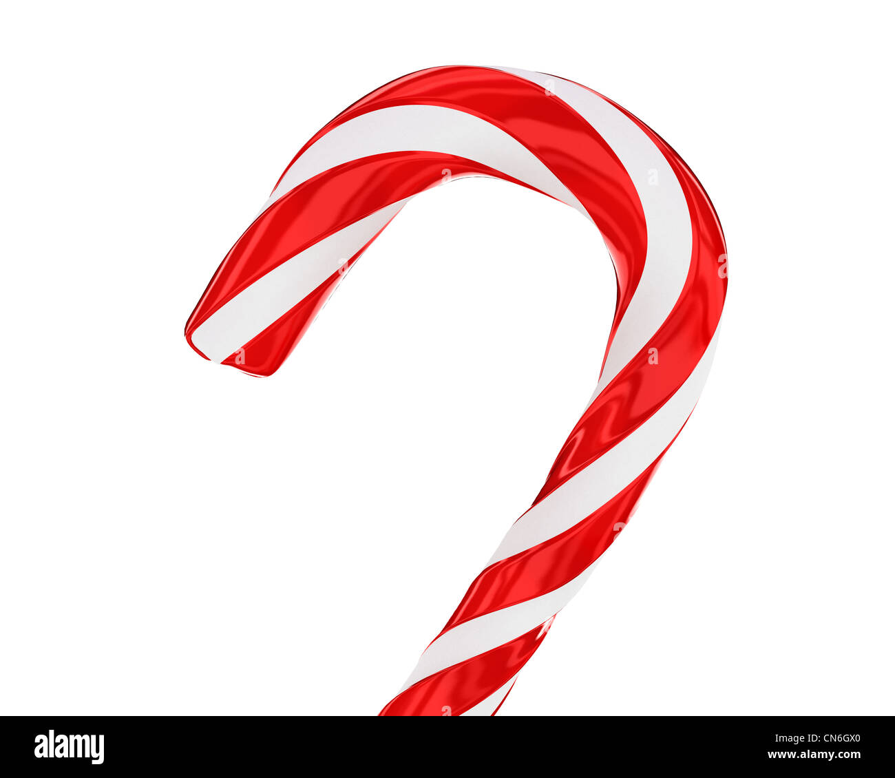 Traditional christmas candy cane closeup isolated on white background ...