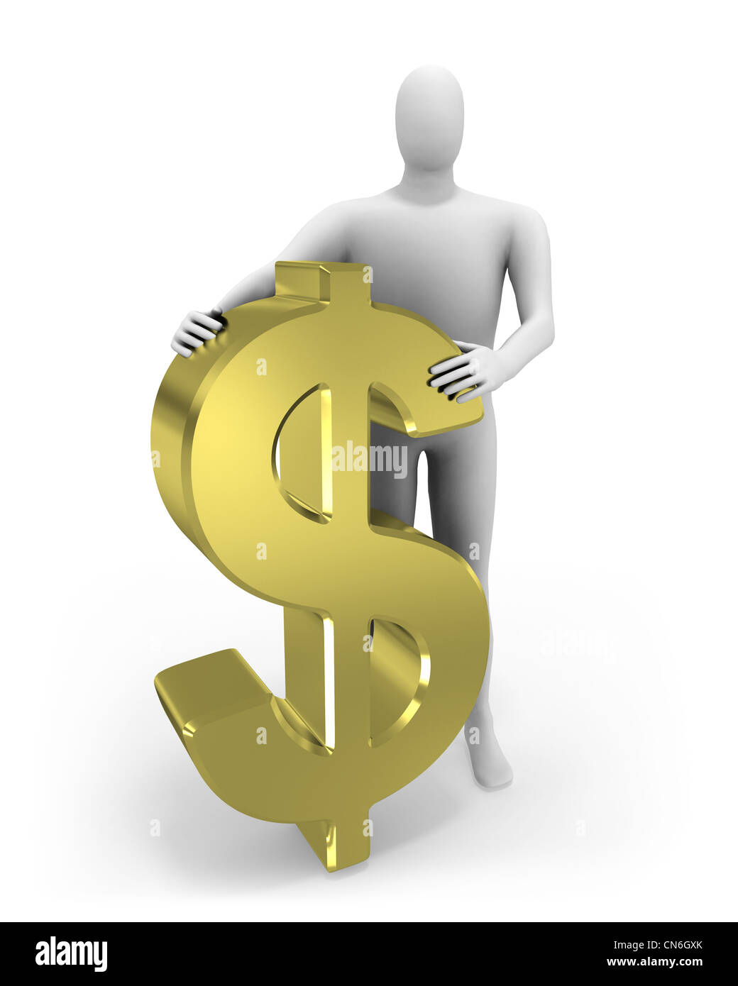 3d man embraces dollar figure isolated on white background Stock Photo ...