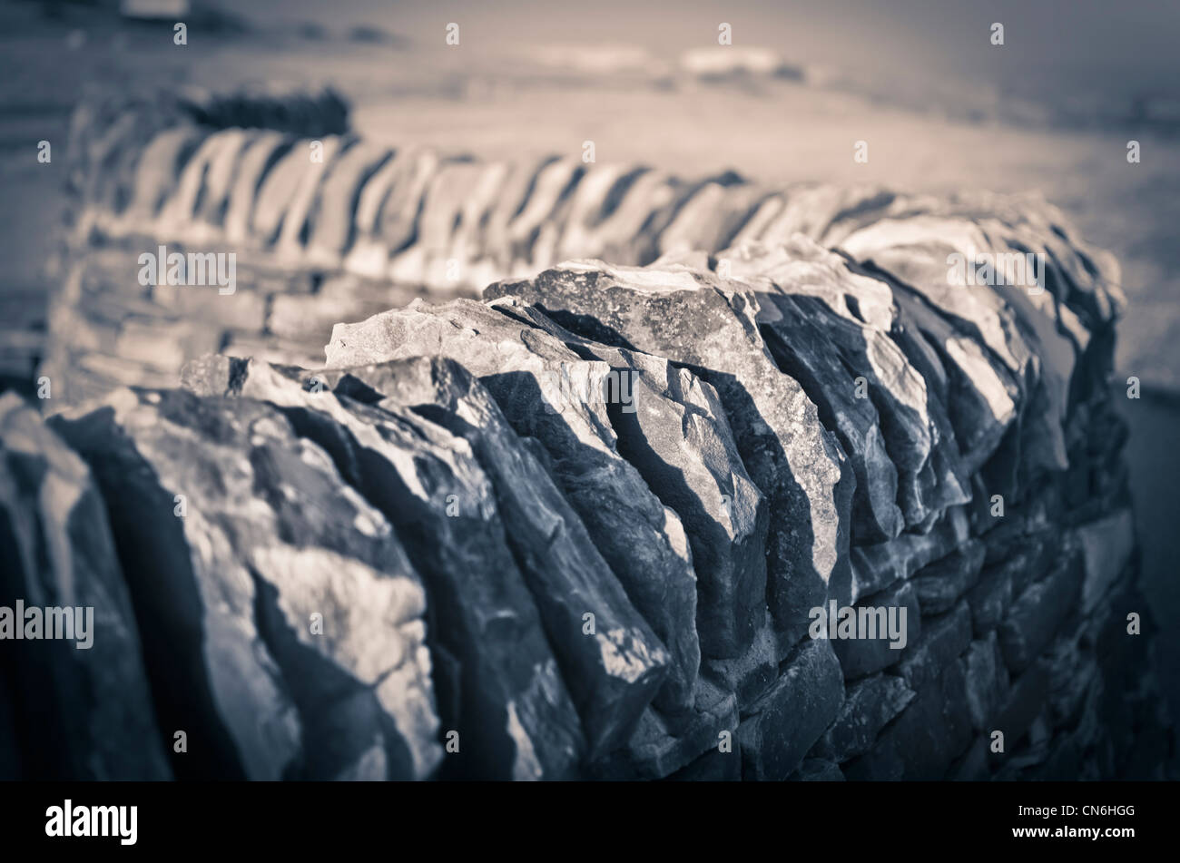 Stone Wall at Sculpture at Dawdon Colliery Stock Photo - Alamy