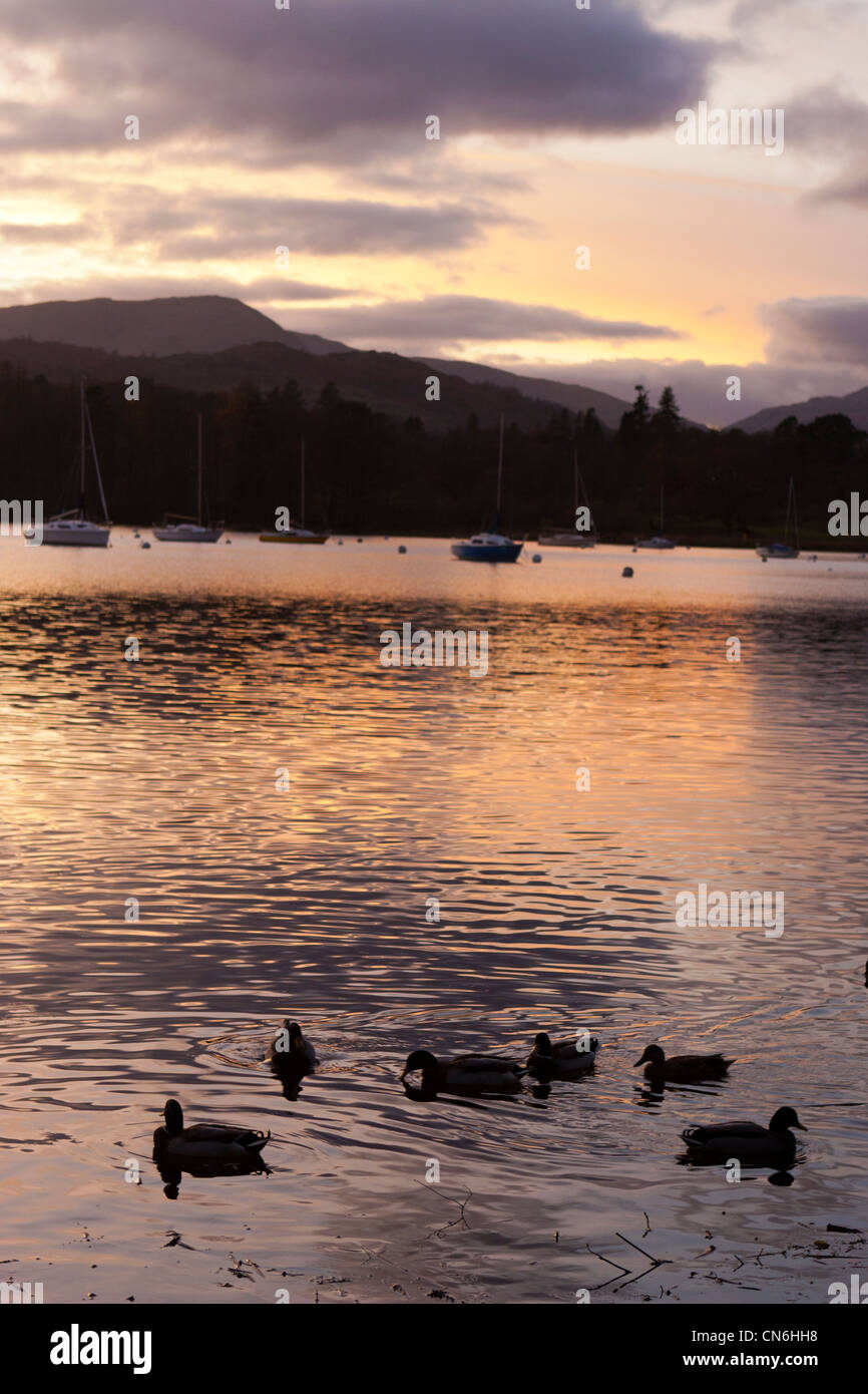 Sunset on Lake Windermere Stock Photo - Alamy