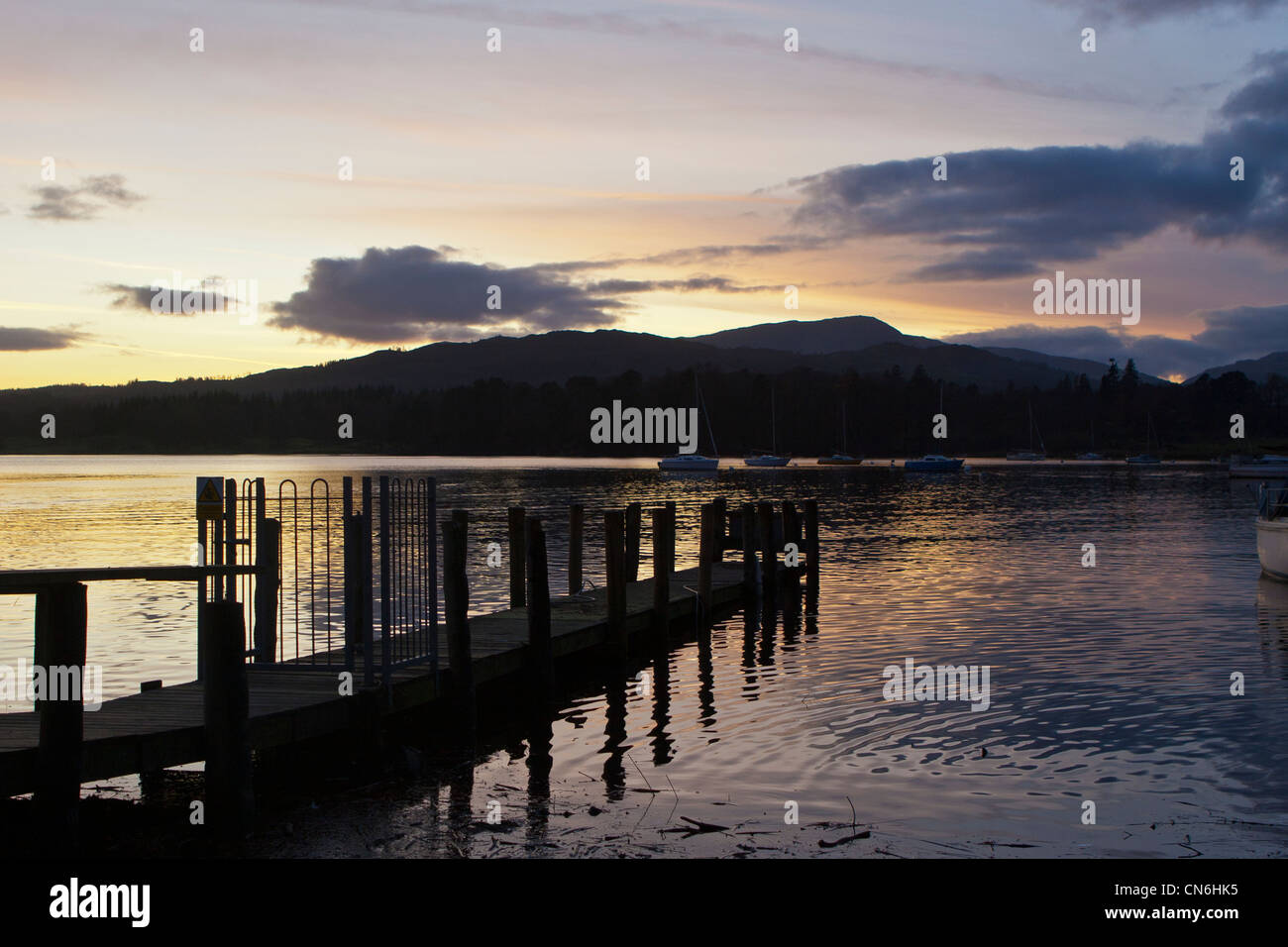 Sunset on Lake Windermere Stock Photo - Alamy