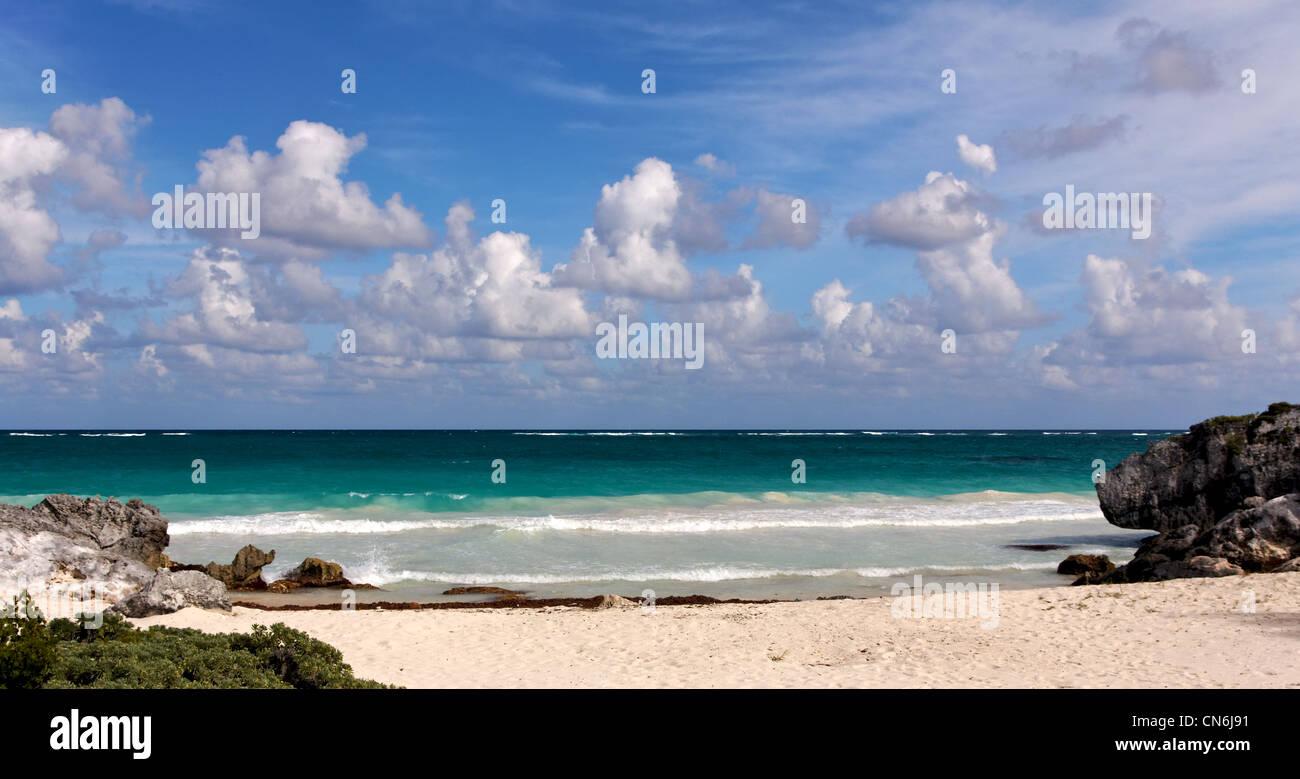 Surf at a Caribbean Beach at Tulum, Quintana Roo, Mexico Stock Photo ...