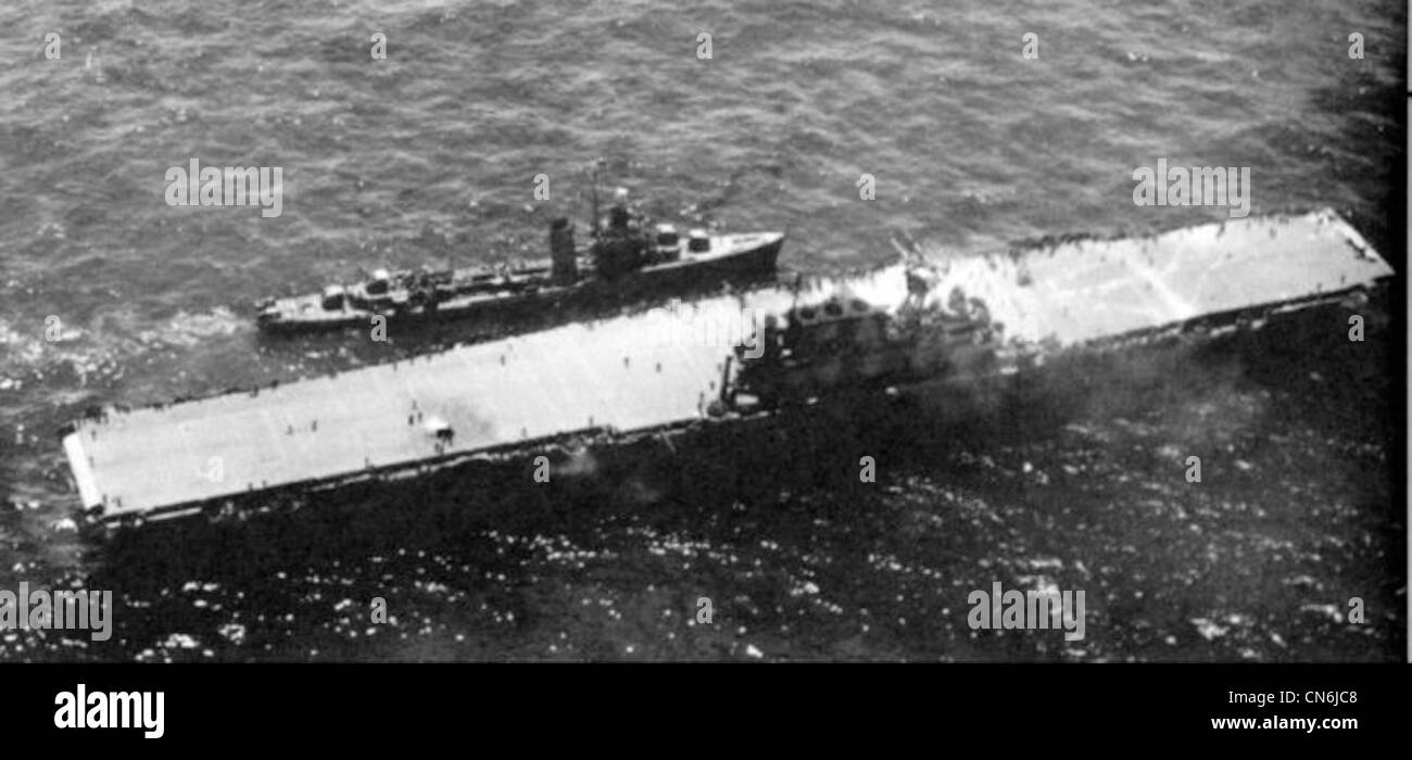 October 26, 1942, Hornet fatally wounded and listing hard to Starboard ...