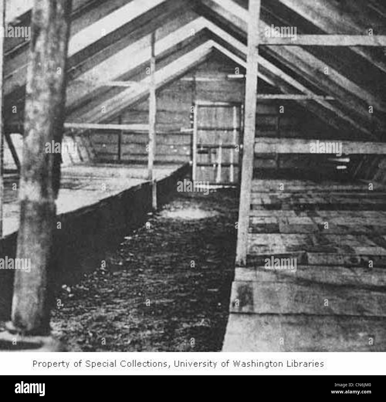 Interior of Japanese barracks on Attu during World War II Stock Photo ...