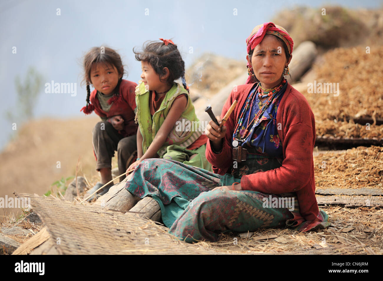 Nepali rural Tamang woman with child Nepal Stock Photo - Alamy