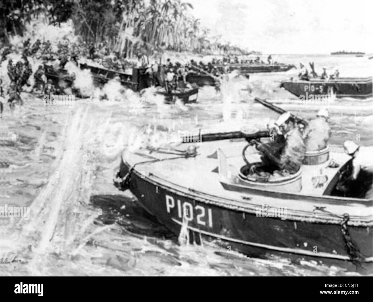 Painting of U.S. Coast Guard personnel evacuating U.S. Marines from ...