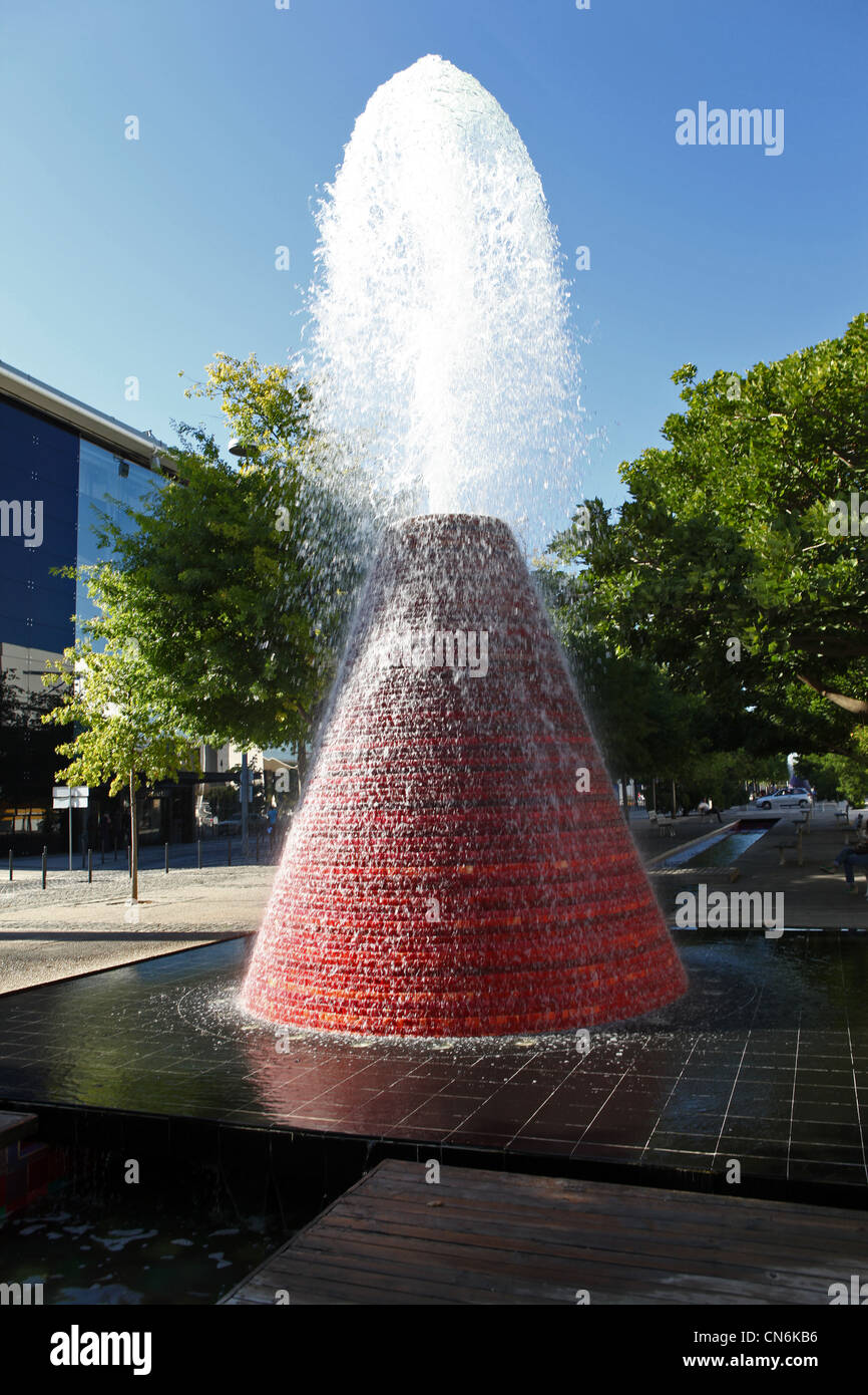 Exploding volcano fountain in Lisbon's Parque Das Nacoes, Portugal ...