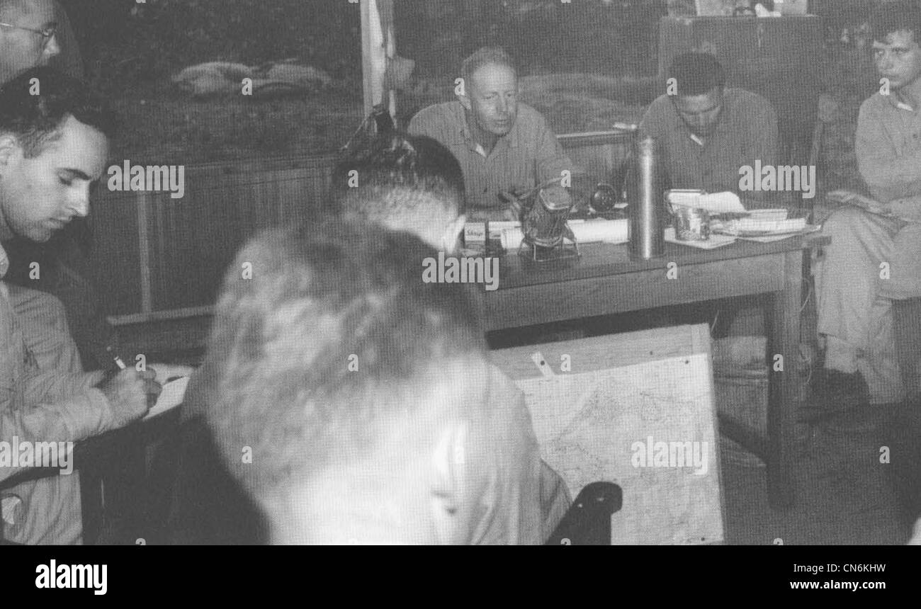 United States Marine Corps Colonel Mike Edson conducts a staff meeting ...