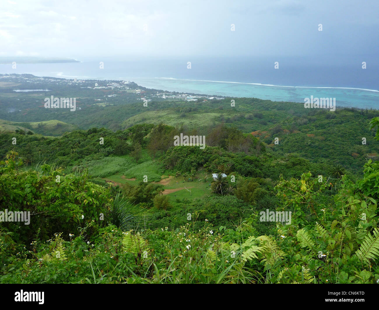 View of Landing Beach and soutwest coast areas of Saipan from the ...