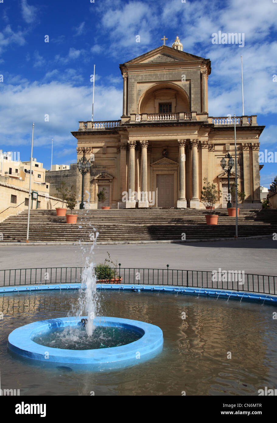 St Joseph parish church with fountain, Kalkara, Malta, Europe Stock ...