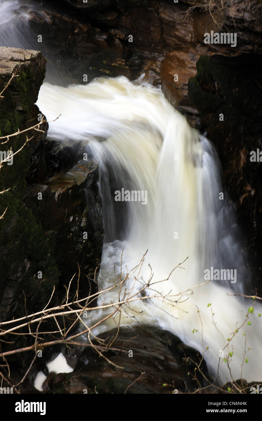 Waterfall at Rumbling Bridge over the River Braan near Dunkeld Stock ...