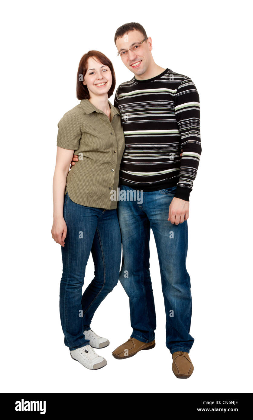 Loving couple in studio isolated on white background Stock Photo - Alamy