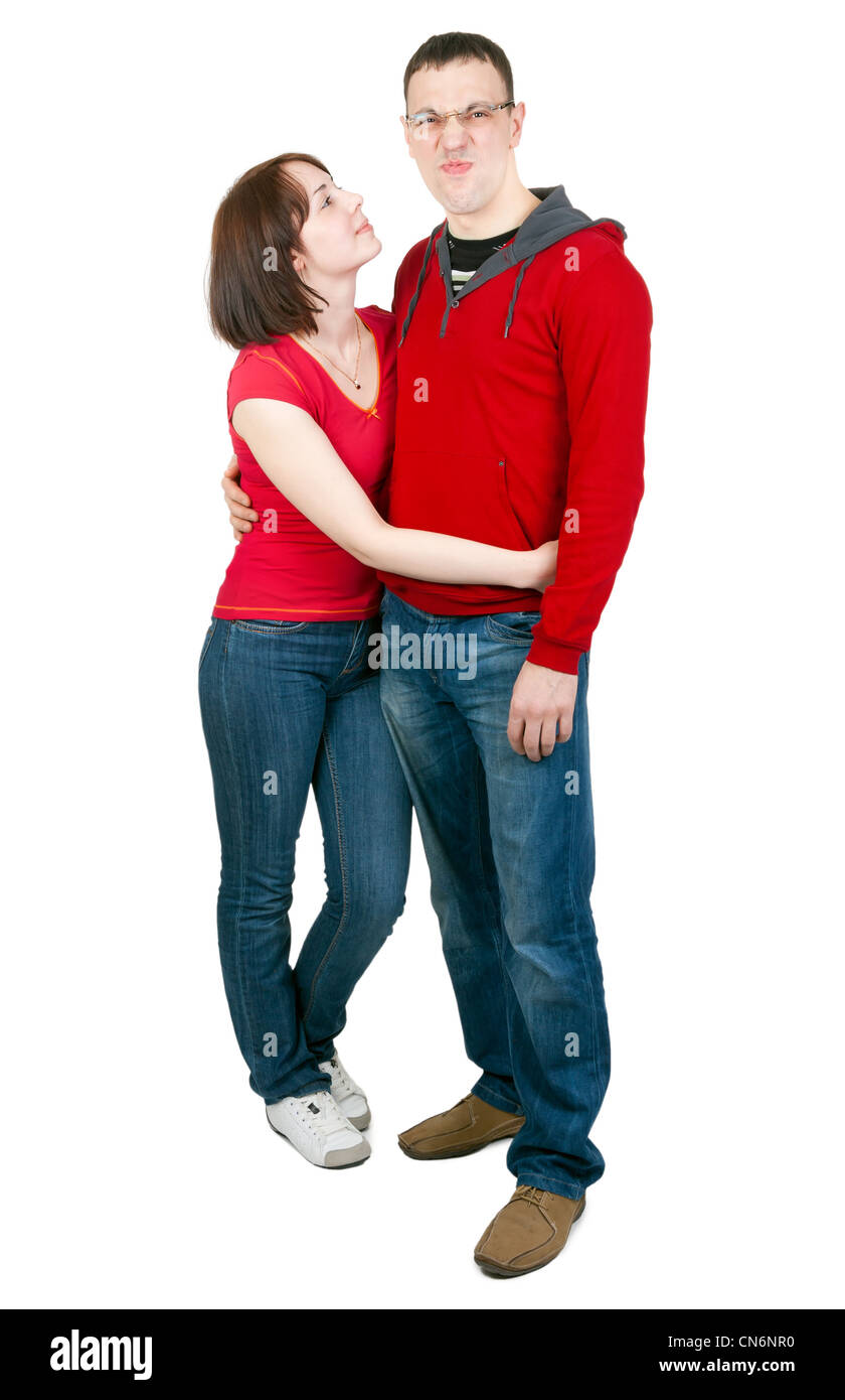 Beautiful couple in the studio on a white background Stock Photo - Alamy