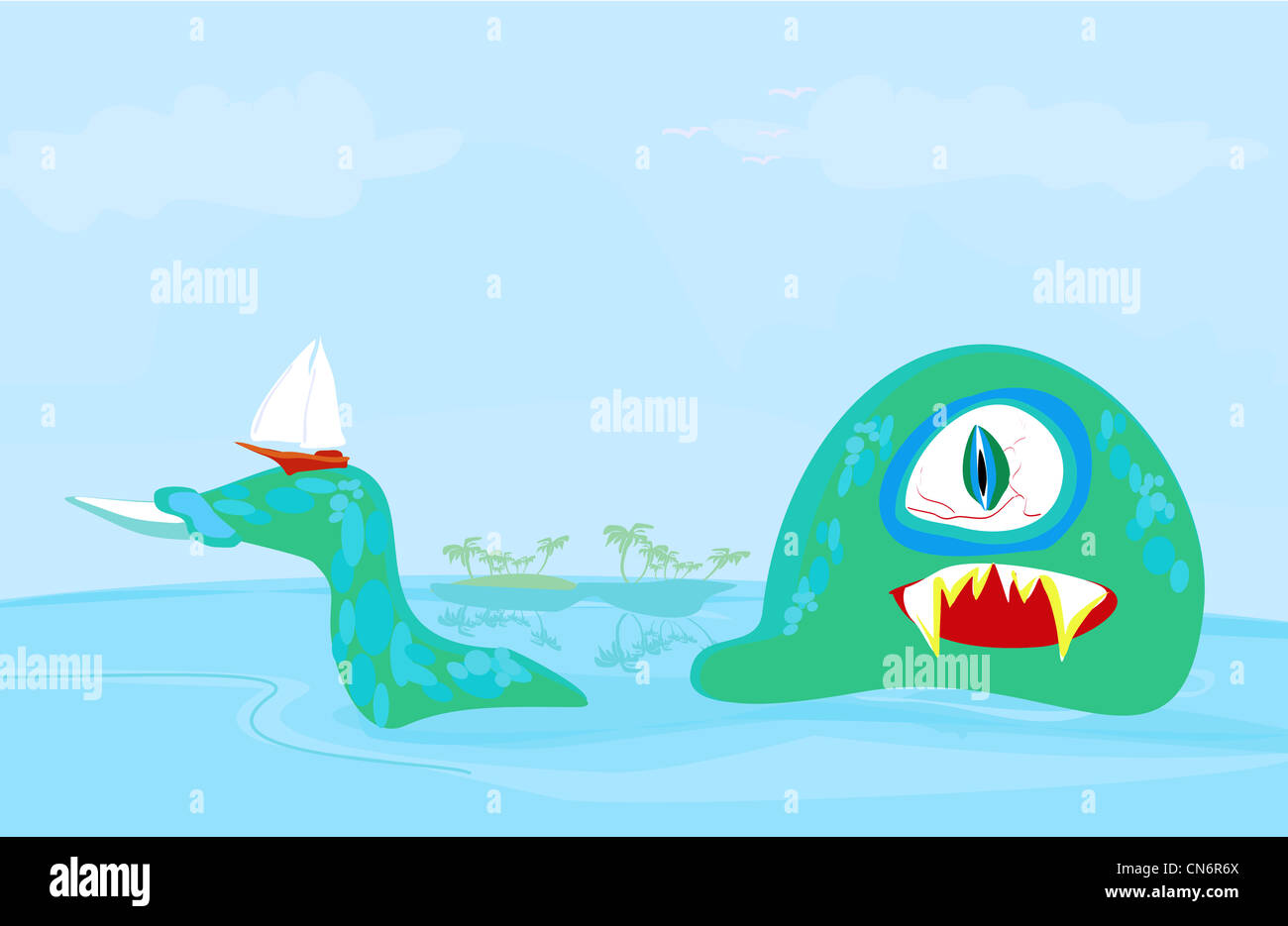 lake monster vector Stock Photo - Alamy