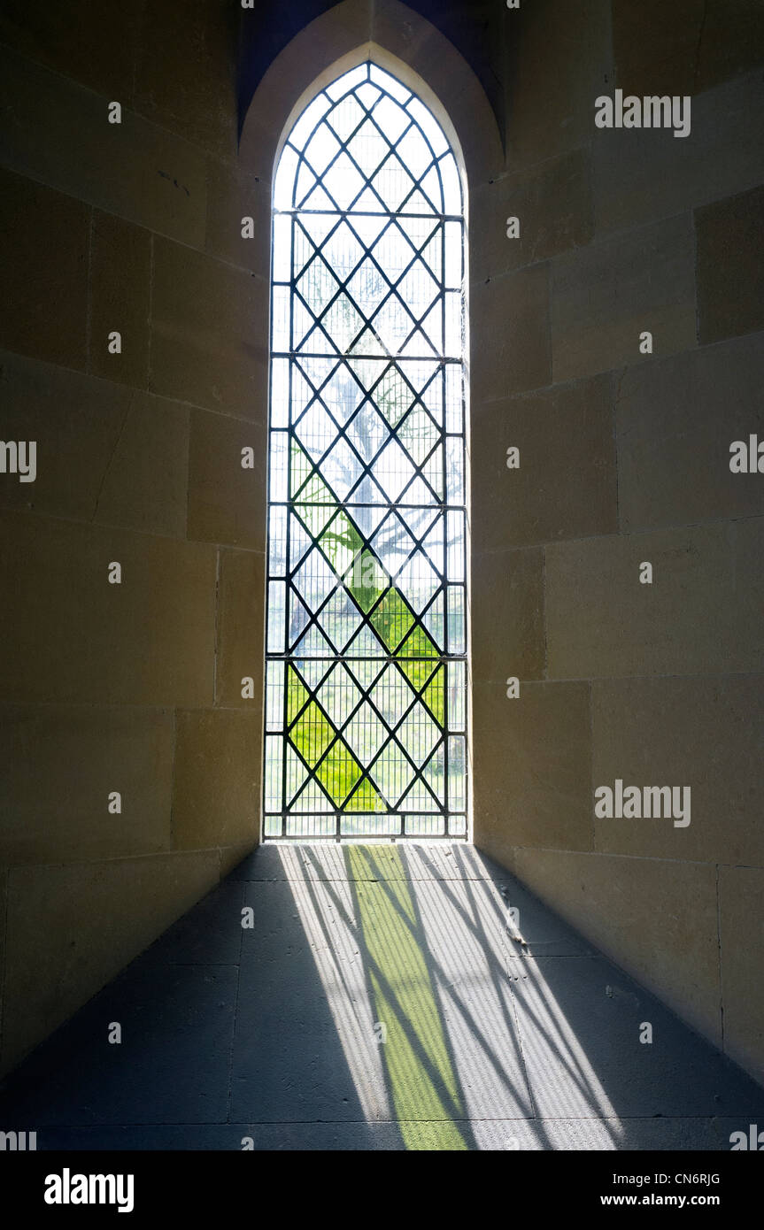 Imber church window Stock Photo - Alamy