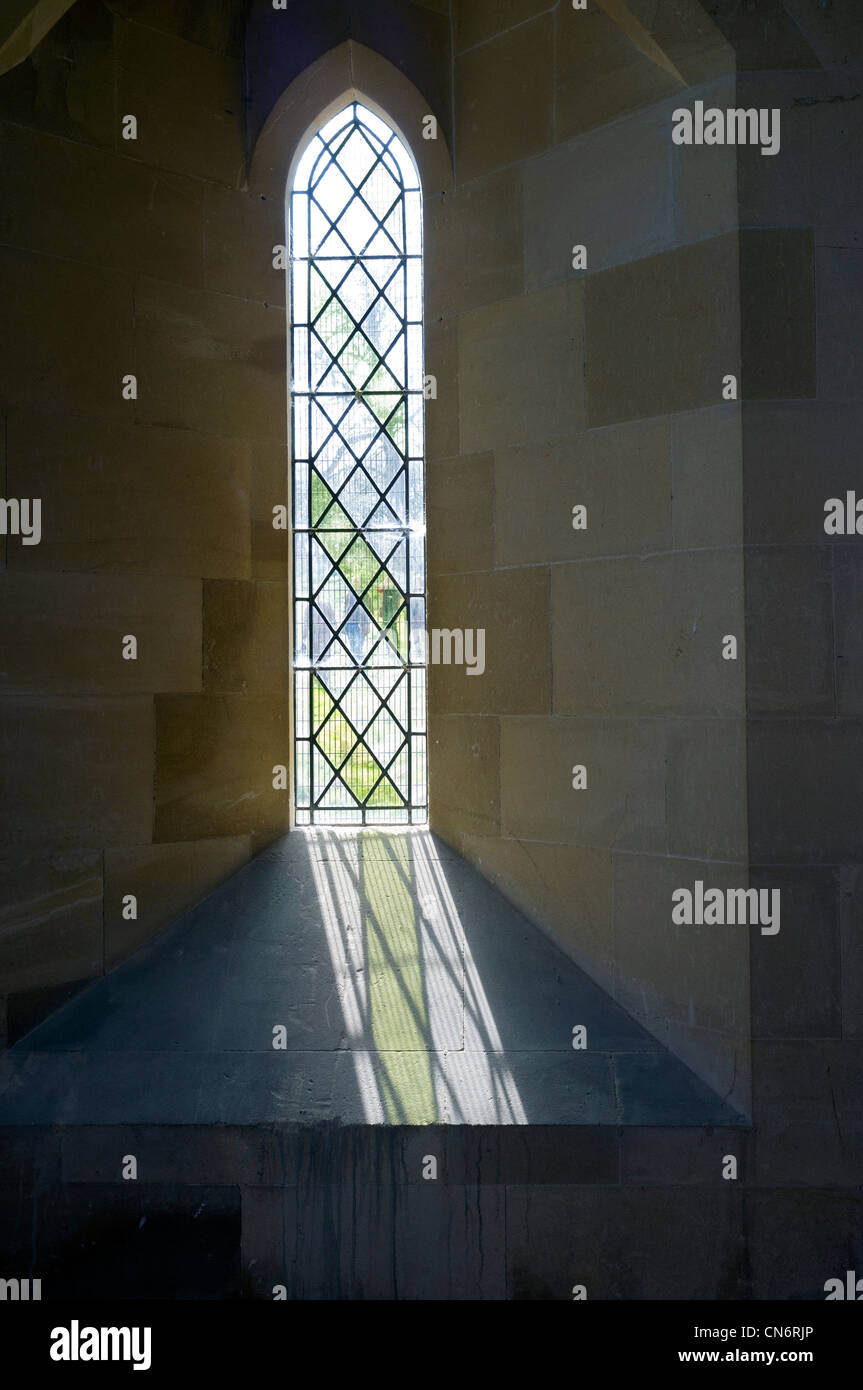 Imber church window Stock Photo - Alamy