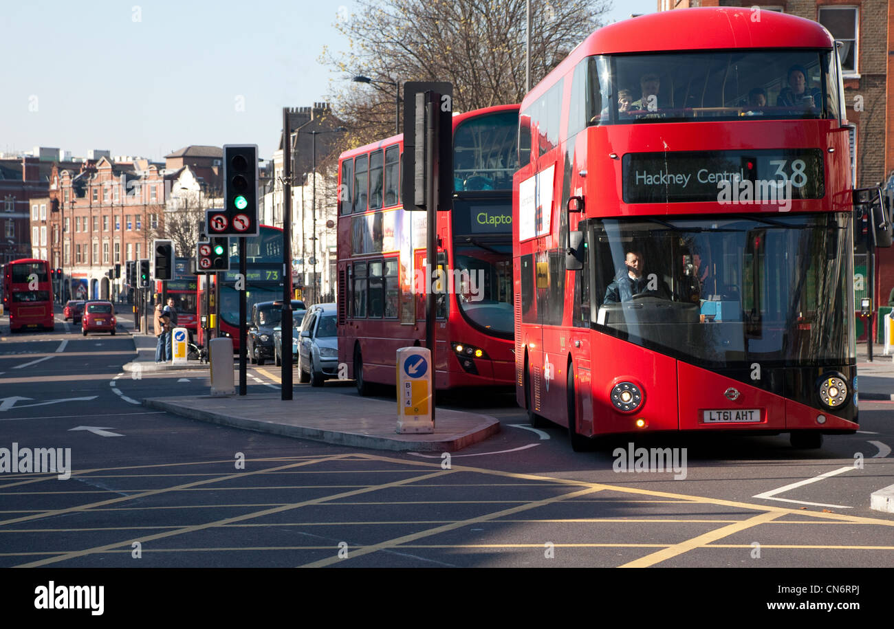 New Routemaster bus on the road in London Stock Photo - Alamy