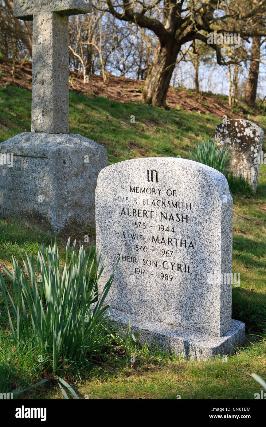 Headstone memorial to Albert Nash Blacksmith at Imber Village Stock Photo - Alamy