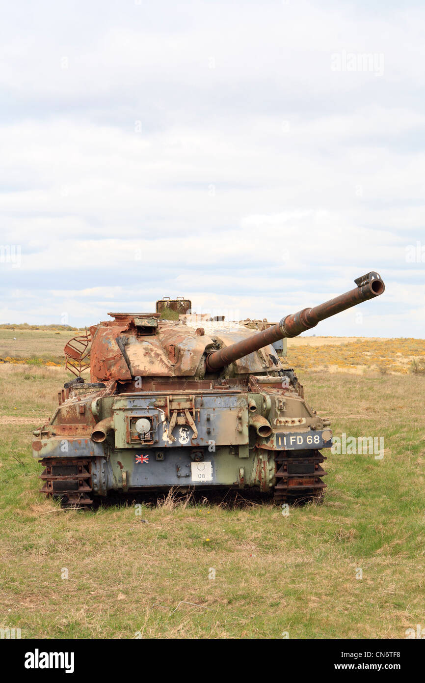 Wrecked army tanks on Salisbury Plain Wiltshire UK Stock Photo - Alamy