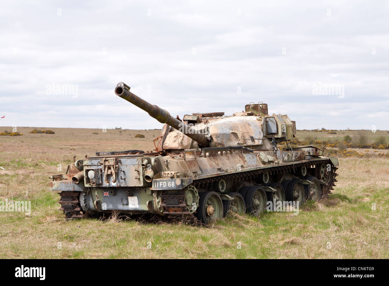 Wrecked army tanks on Salisbury Plain Wiltshire UK Stock Photo - Alamy