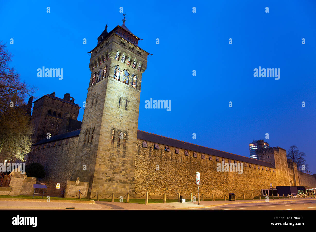 Clock tower in cardiff castle hi-res stock photography and images - Alamy