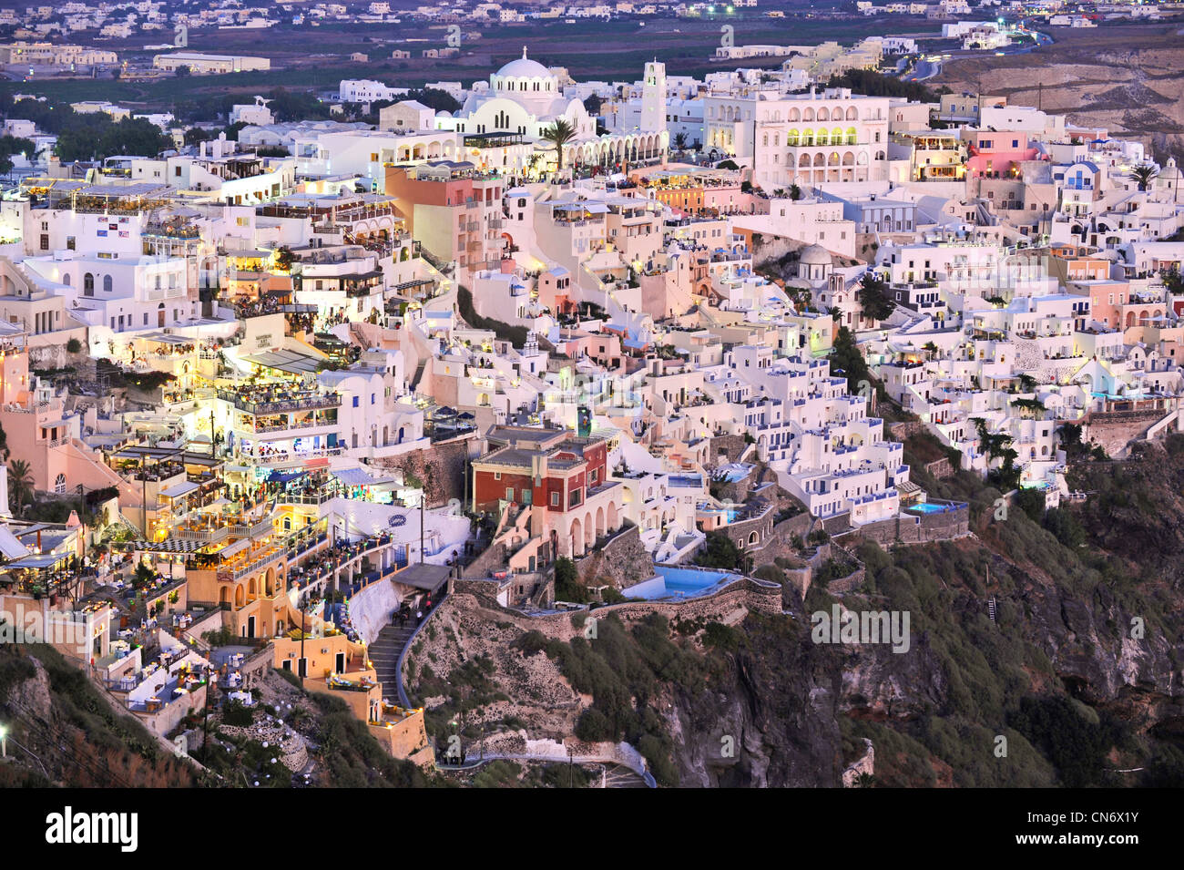 Santorini Cyclades Islands Greece The village of Fira Stock Photo - Alamy