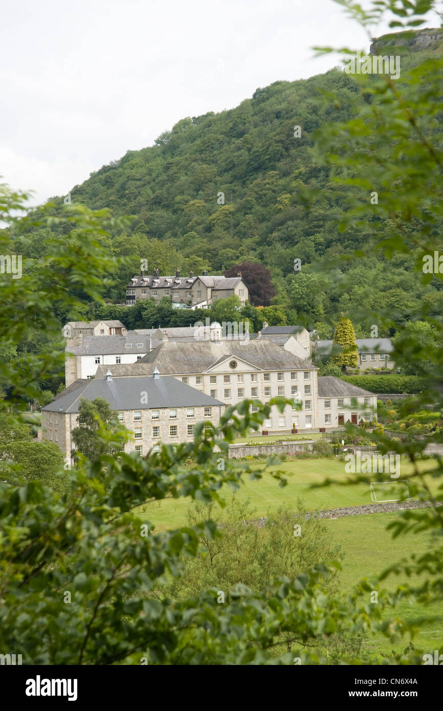Cressbrook mill from the Monsal trail in the Peak District in ...