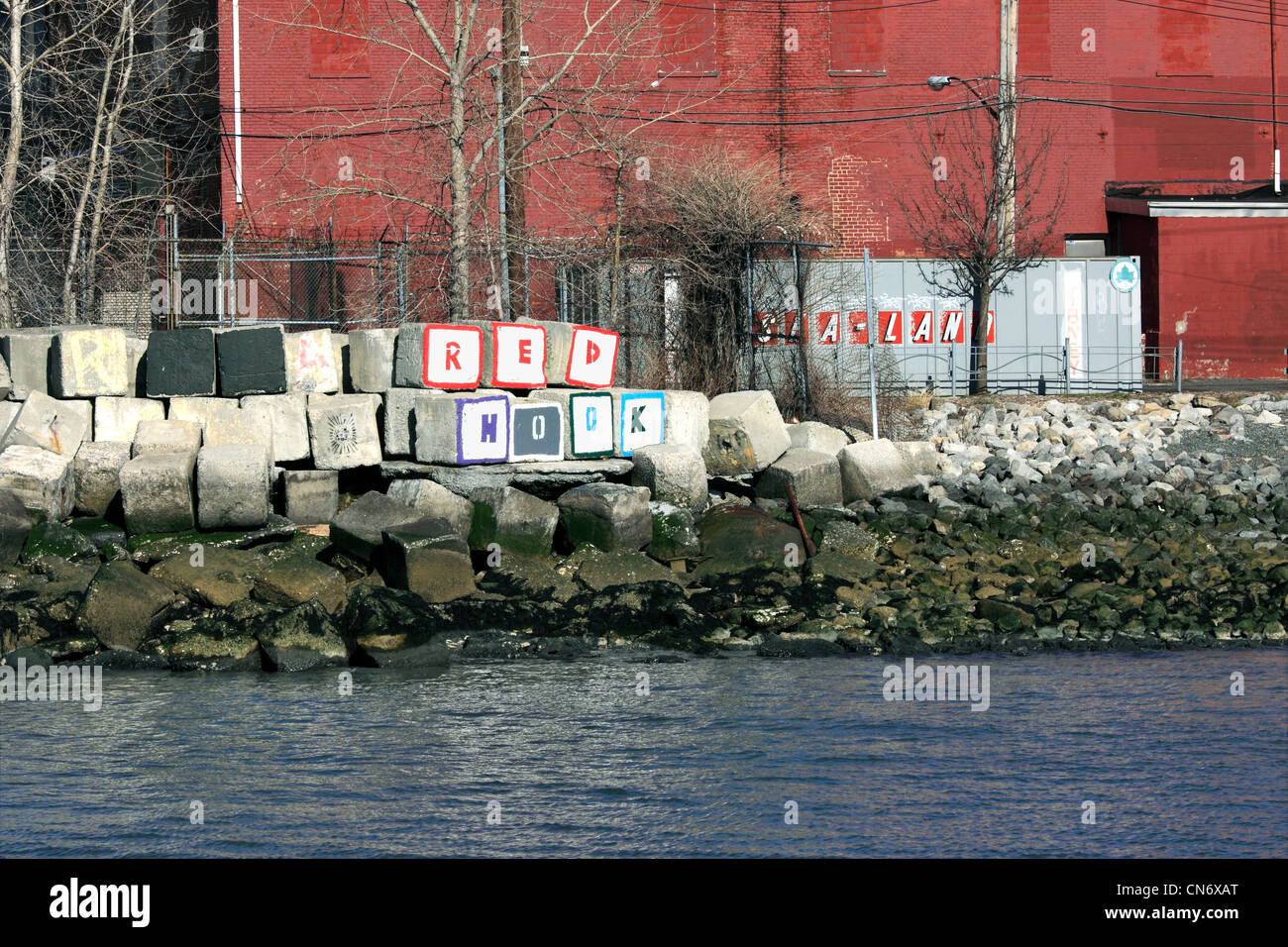 New York harbor at Red Hook neighborhood of Brooklyn New York City ...