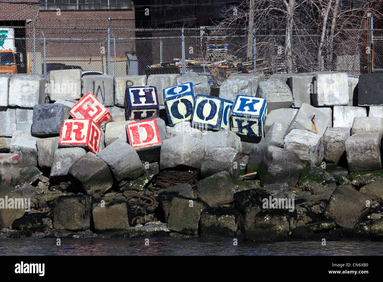 New York harbor at Red Hook neighborhood of Brooklyn New York City ...