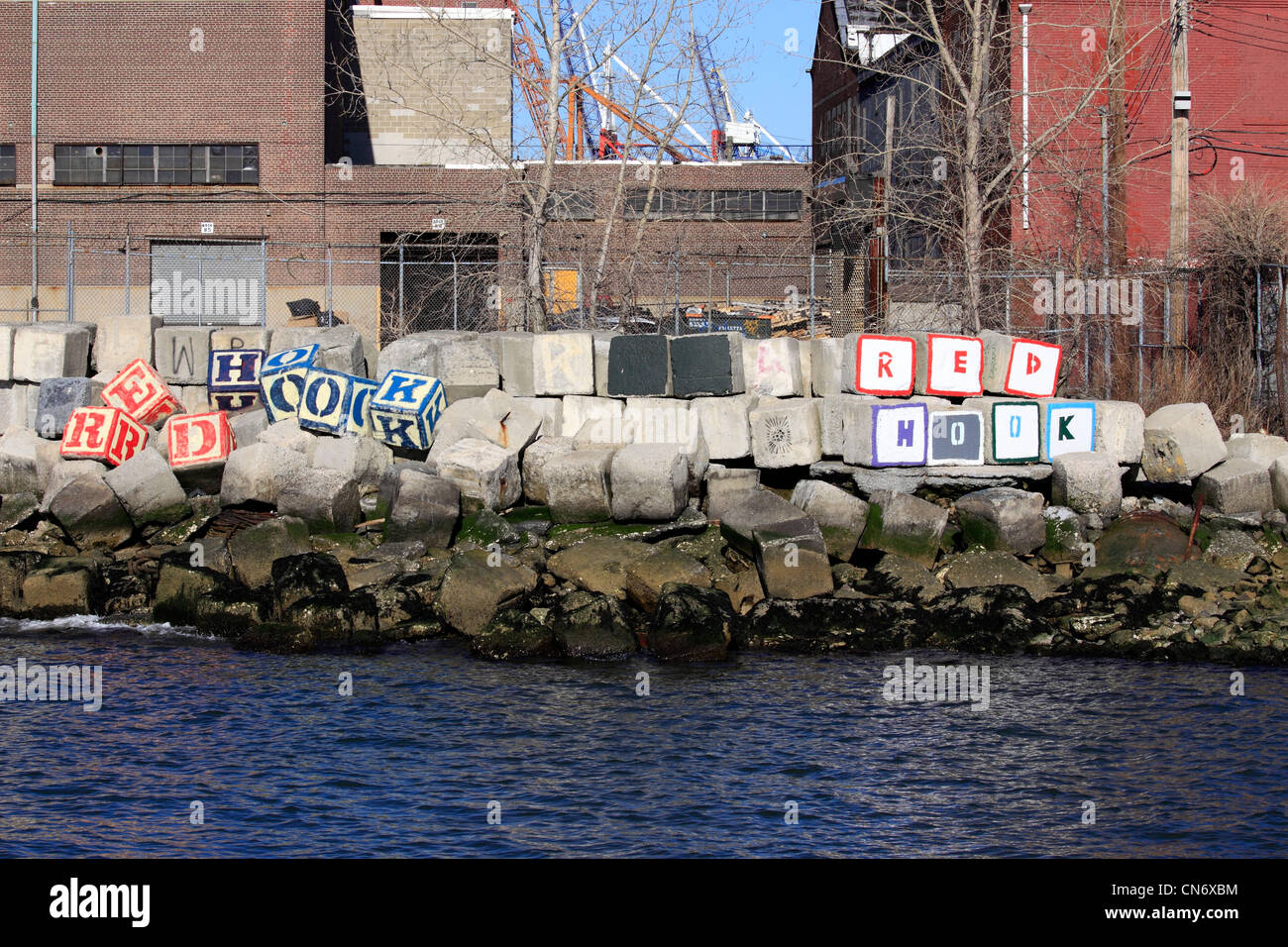 New York harbor at Red Hook neighborhood of Brooklyn New York City ...
