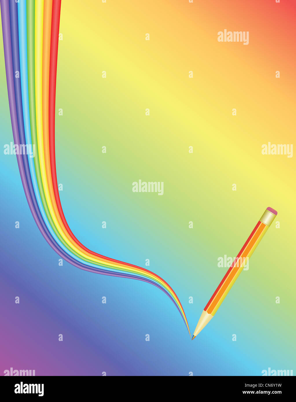 abstract colorful background with pencil drawing rainbow Stock Photo ...