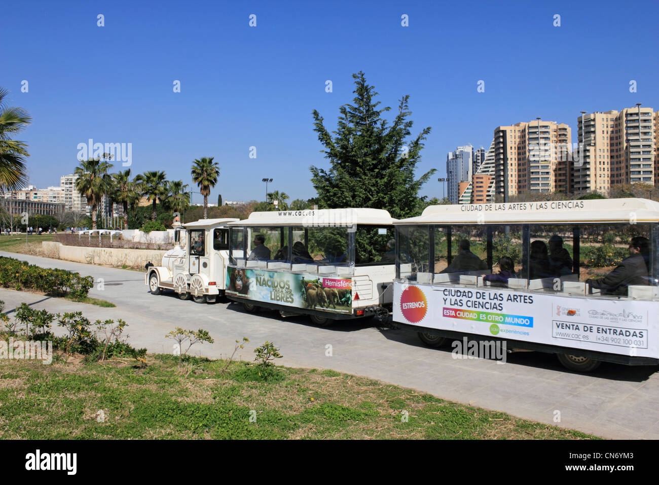 Tourist train Valencia Spain Stock Photo - Alamy