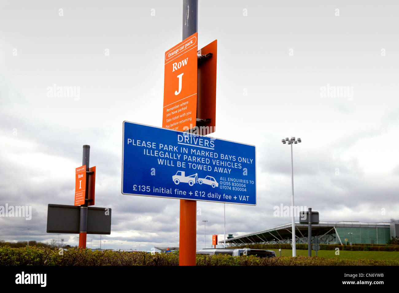 Car Park security signs, Stansted airport Essex UK Stock Photo - Alamy
