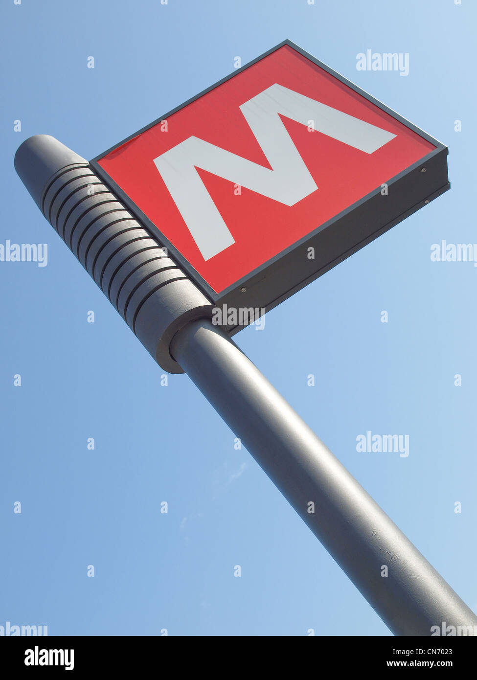 Subway metro tube underground sign over blue sky Stock Photo - Alamy