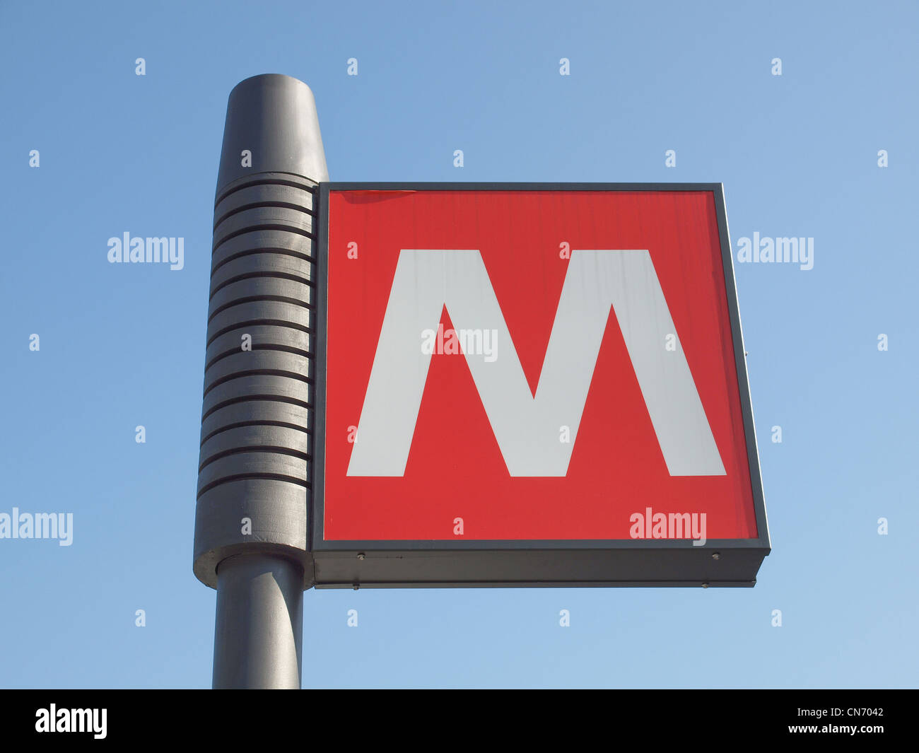 Subway metro tube underground sign over blue sky Stock Photo - Alamy