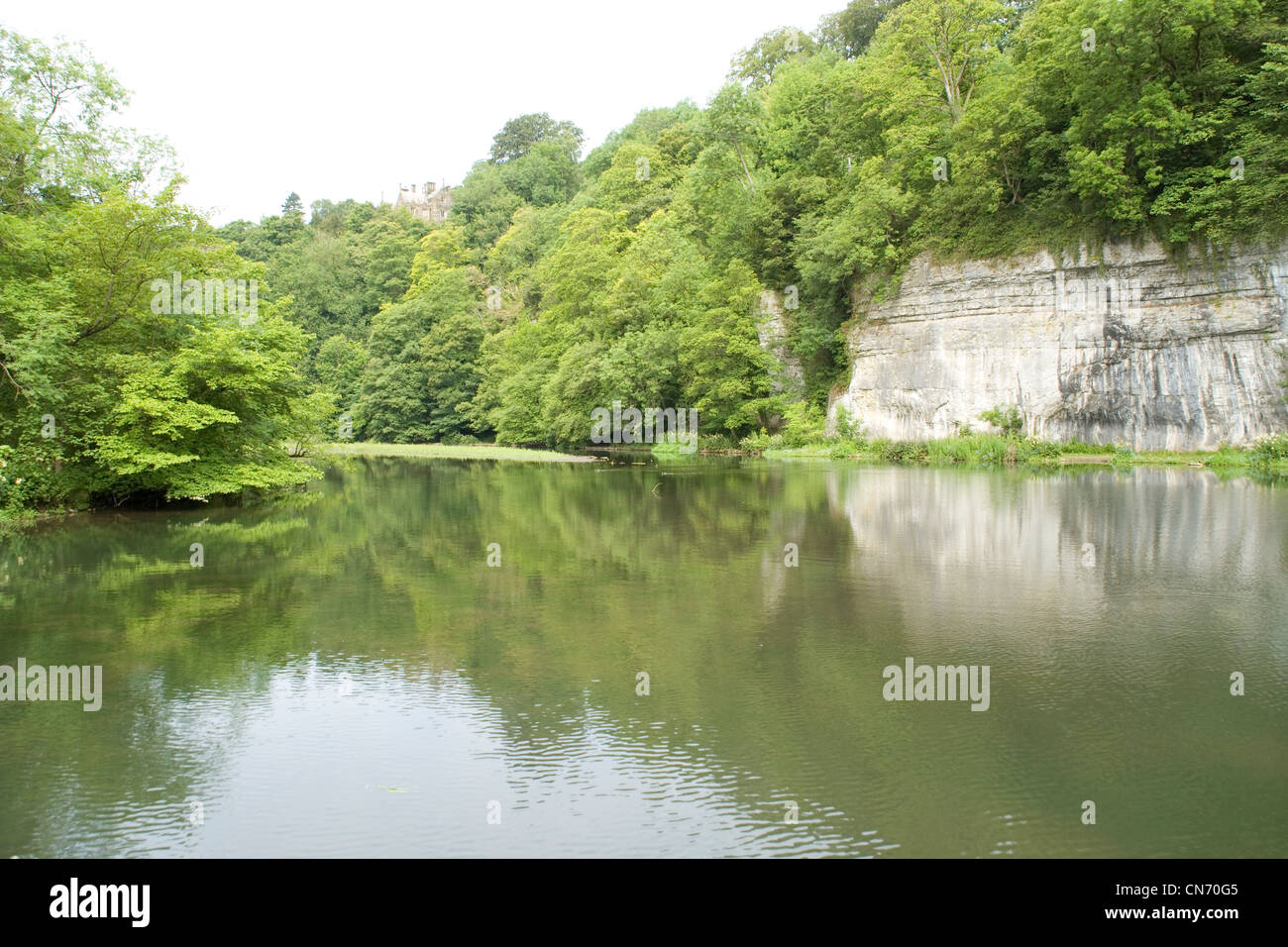 River Wye from the Monsal Trail near Cressbrook Mill in the Peak ...