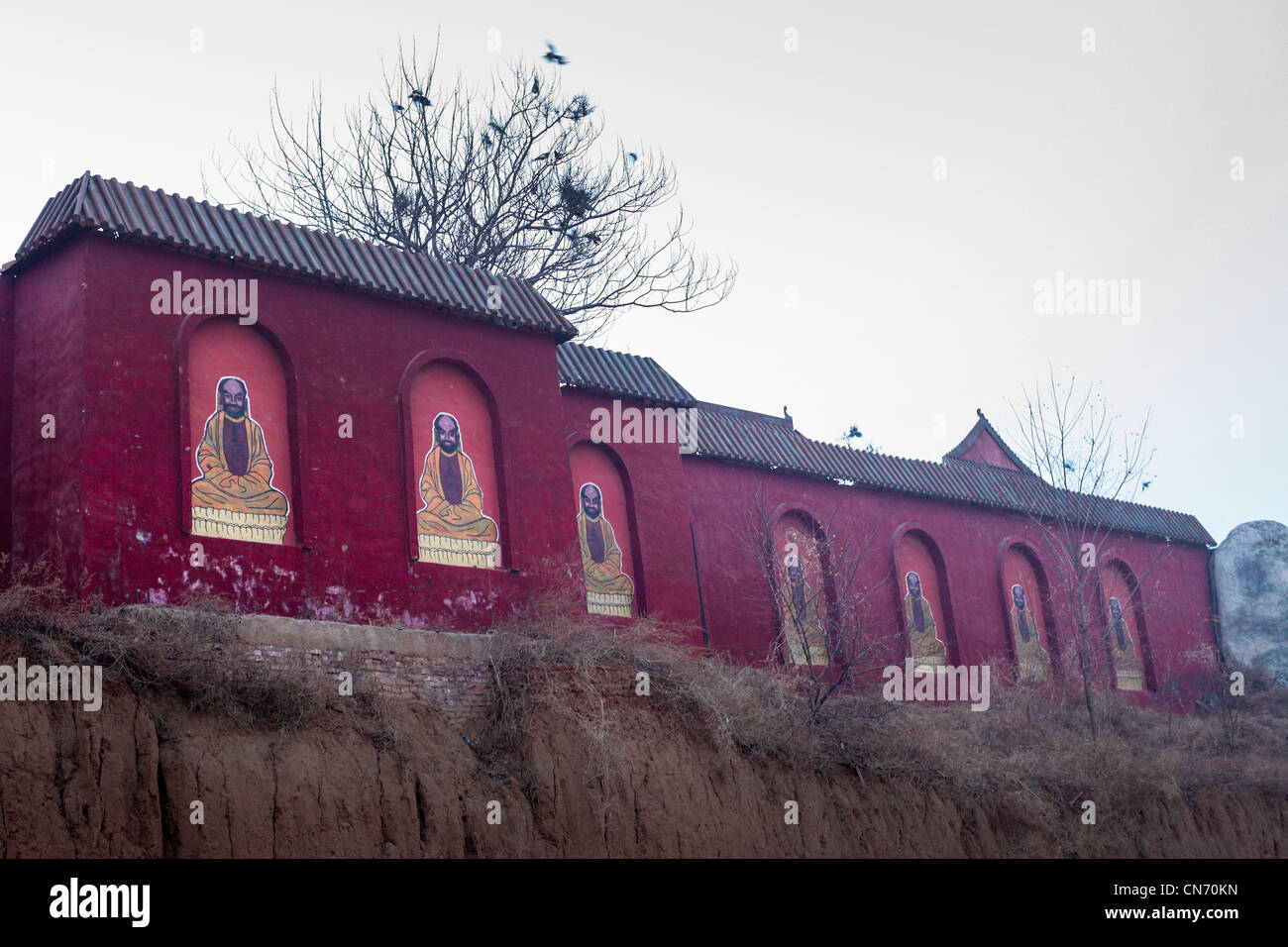 A building in the Shaolin temple with paintings of Buddhabhadra (Batuo ...
