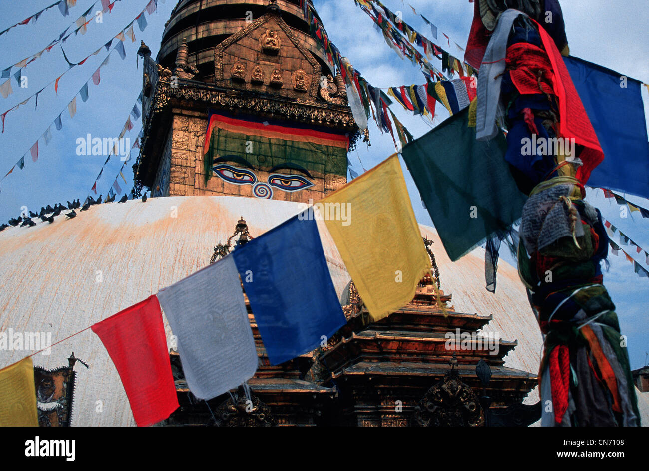 Top of the Swayambhu stupa ( Nepal Stock Photo - Alamy