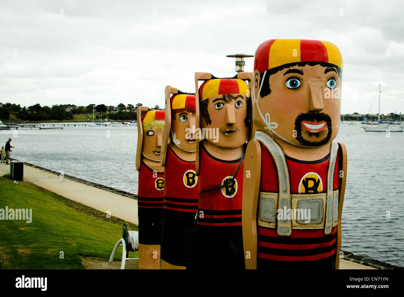 A line of lifeguard sculptures Stock Photo - Alamy