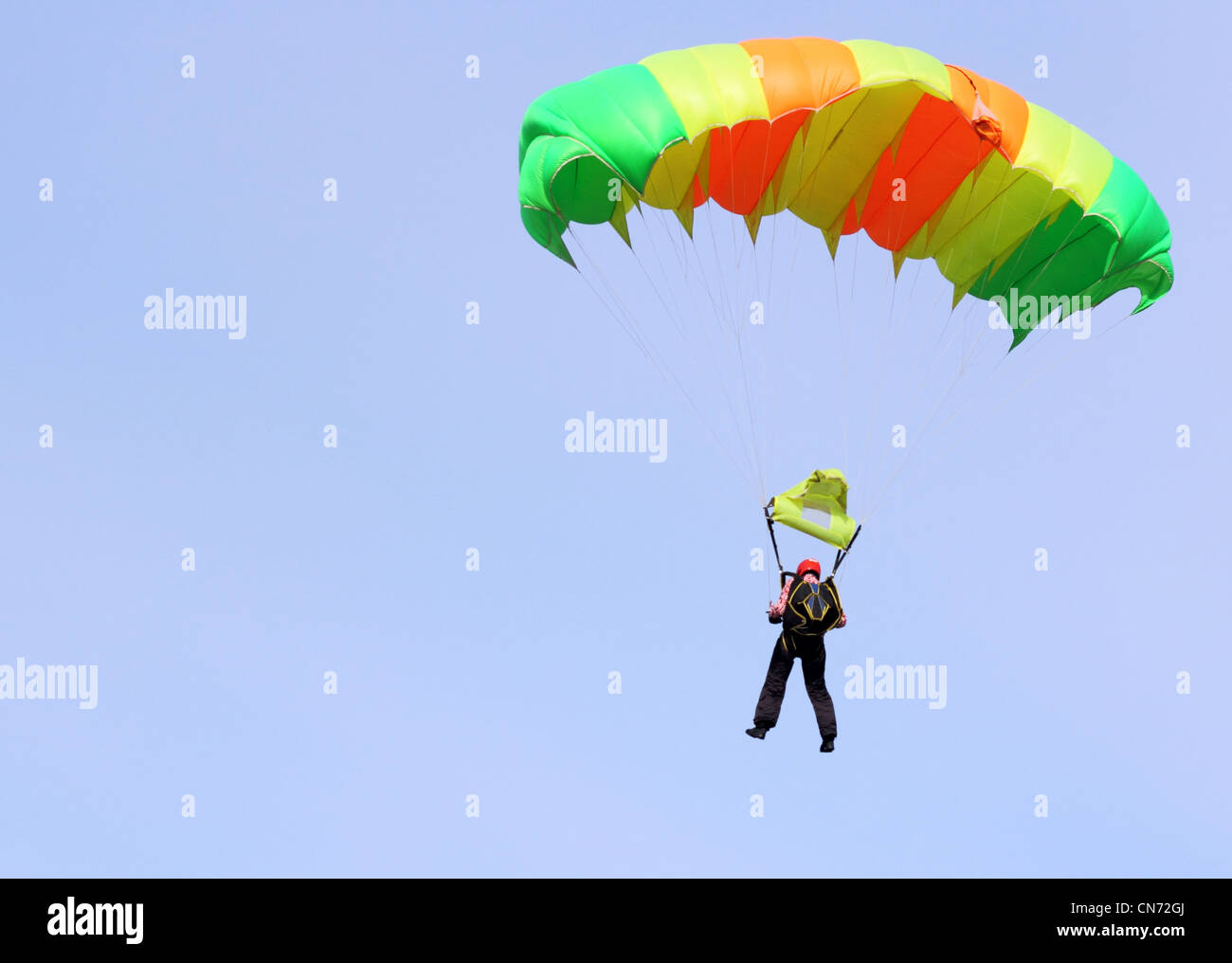 Parachutist Jumper in the helmet after the jump Stock Photo - Alamy