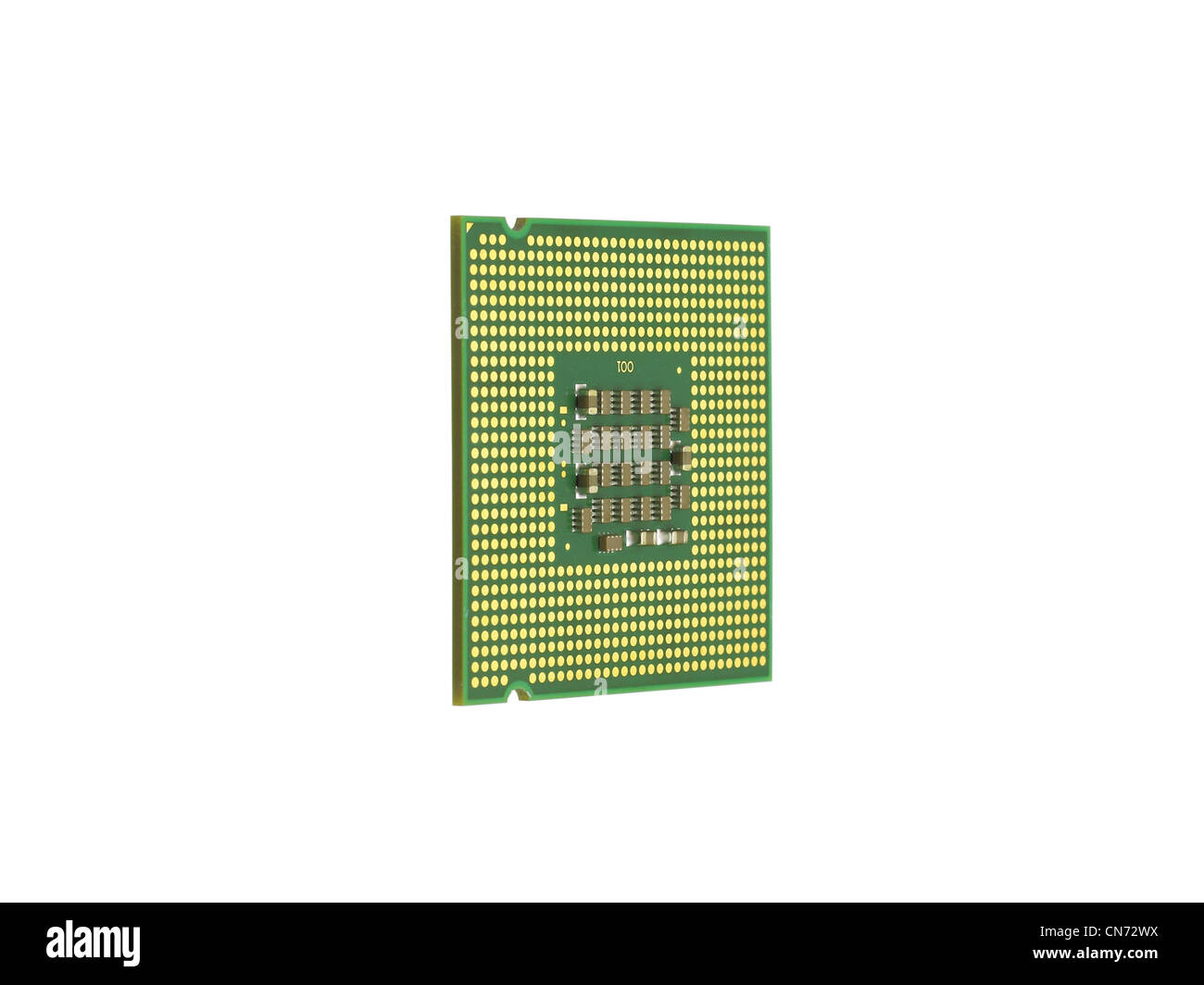 The computer the processor on a white background is isolated gold color ...