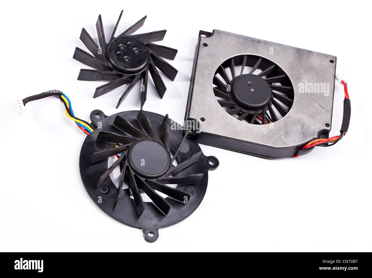 Laptop black fans close view on white background Stock Photo - Alamy